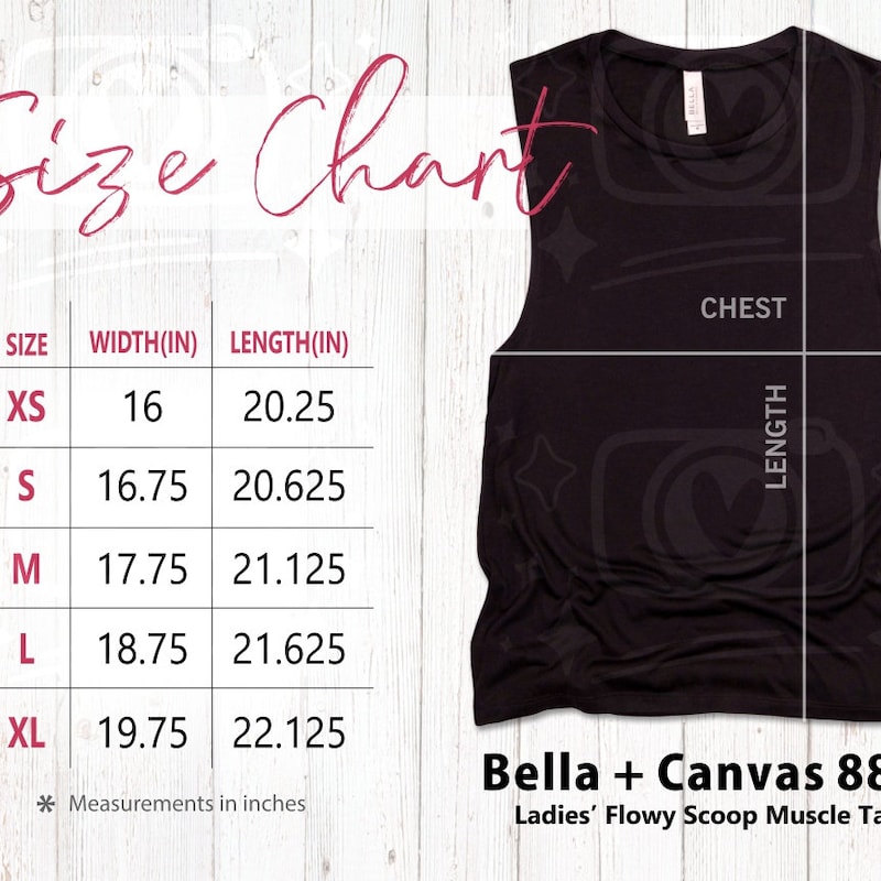 Tank Top Size Chart - Etsy