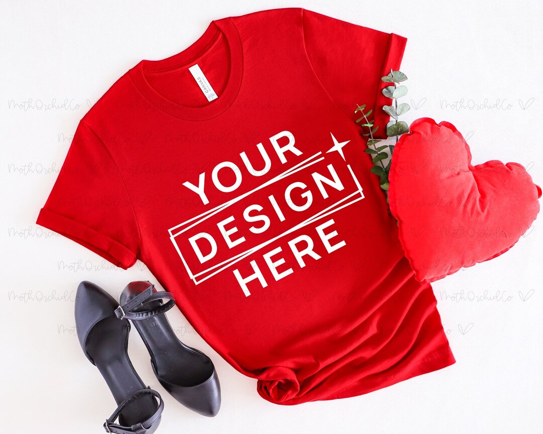 Valentine's Day 3001 Red Mockup, Bella Canvas 3001, Valentine Mockup ...
