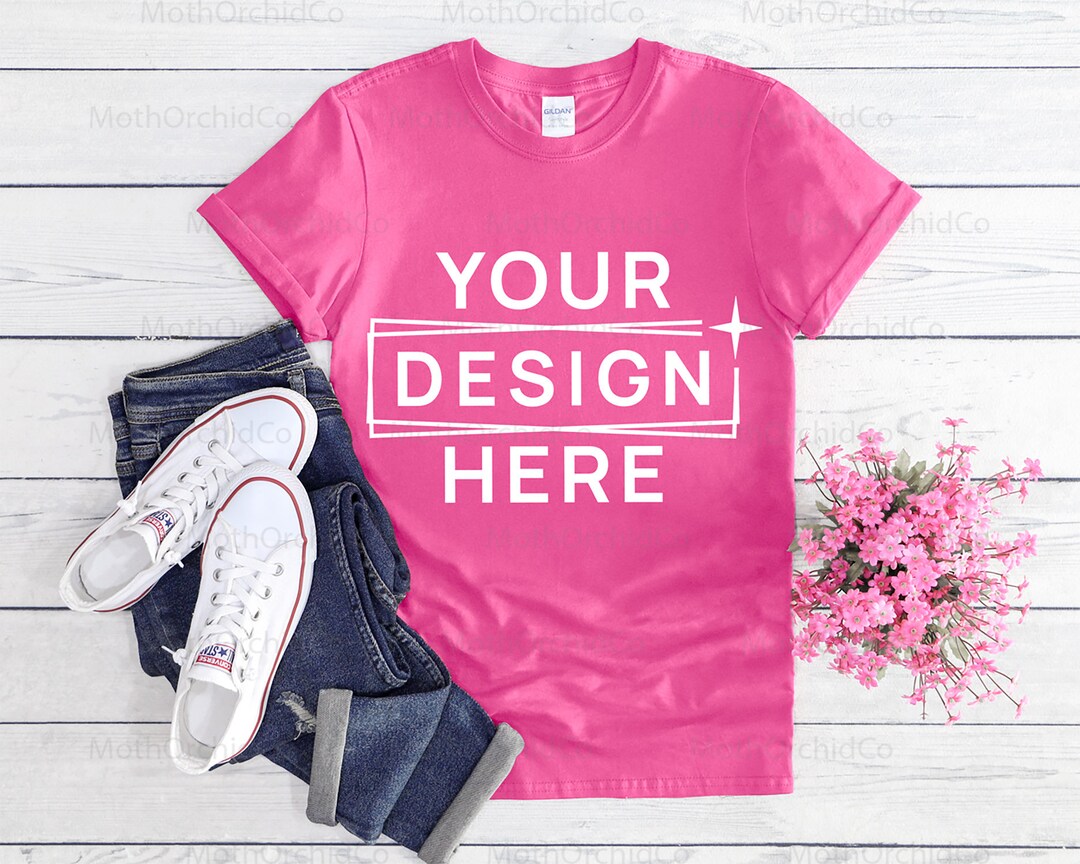 Gildan 64000 Heather Berry Mockup, Gildan 64000, Shirt Mockup, Heather ...