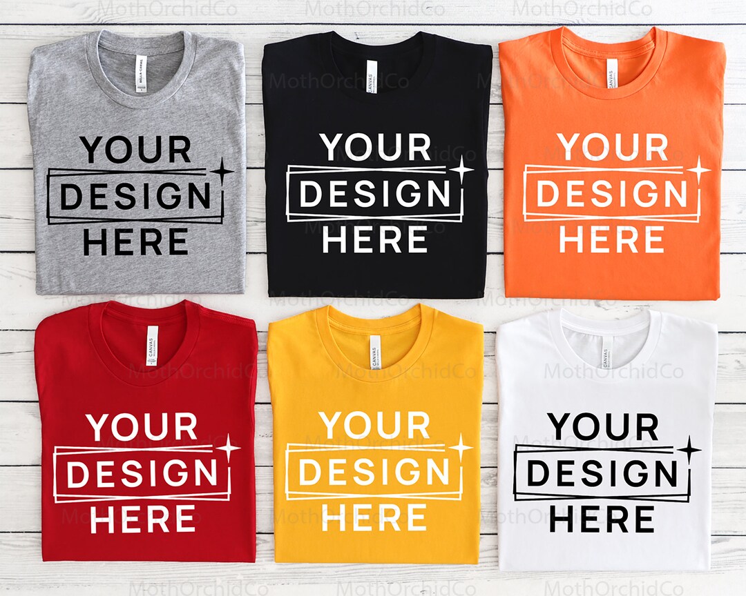 Bella Canvas Multiple 3001 Shirt Mockup, Multiple Shirt Mockup, Atletic ...