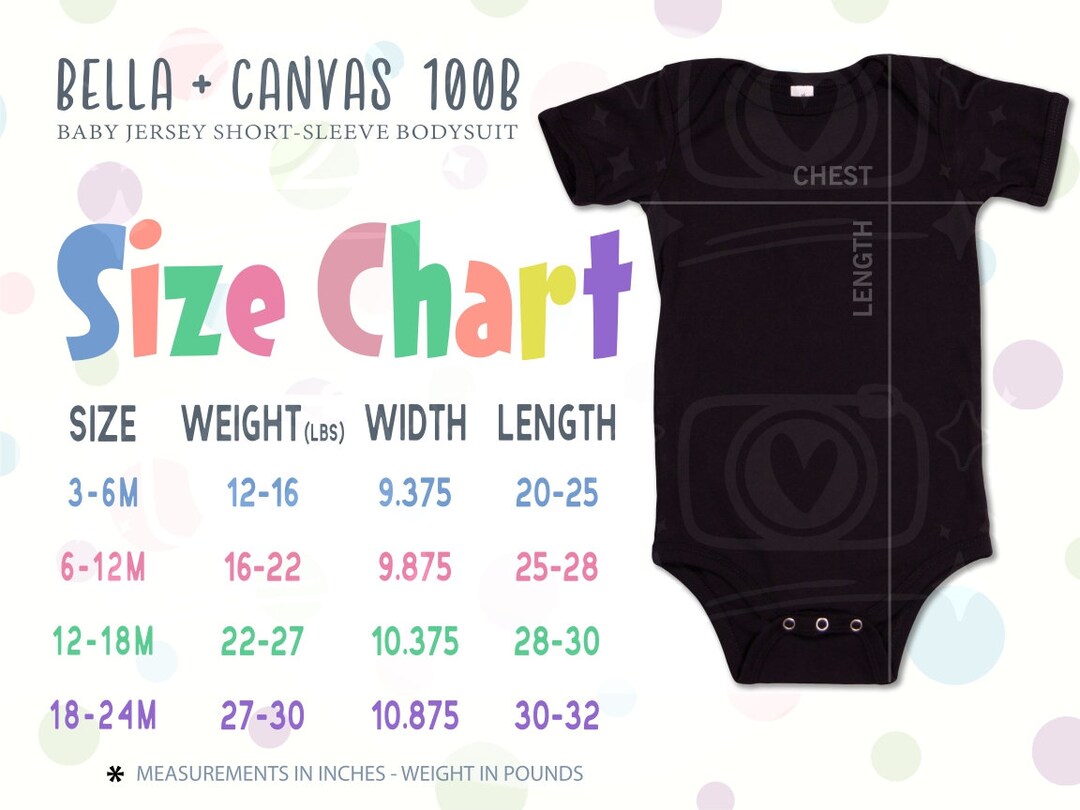 Bella Canvas 100B Size Chart, Bella Canvas Size Chart, Bella Canvas ...