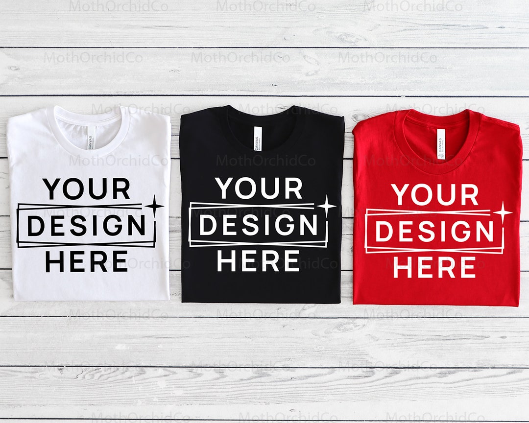 Bella Canvas 3001 Multiple Shirt Mockup, Multiple Shirt Mockup, White ...