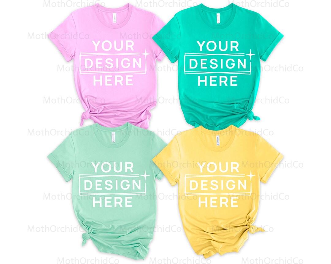 Bella Canvas 3001 Multiple Shirt Mockup, Multiple Shirt Mockup, Mustard ...