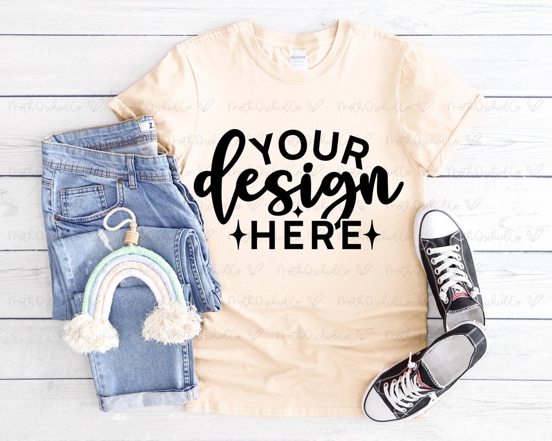 Gildan 64000 Natural Mockup, Gildan 64000,natural 64000 Mockup, Natural ...