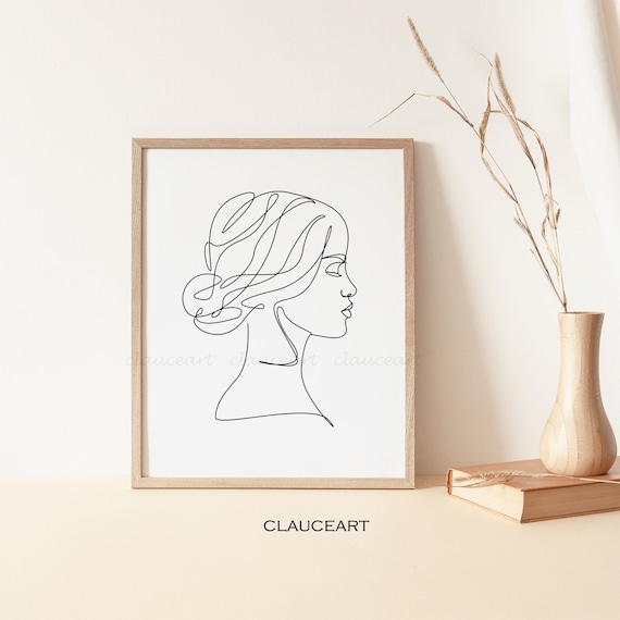 Woman Head Line Art Woman Portrait With One Line Line Art | Etsy