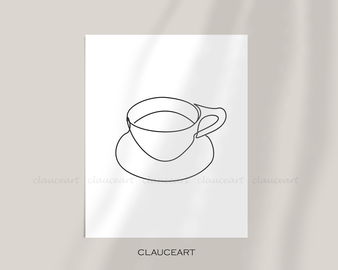 Coffee Line Art, Kitchen Wall Décor, Coffee Line Drawing, One Line Art ...
