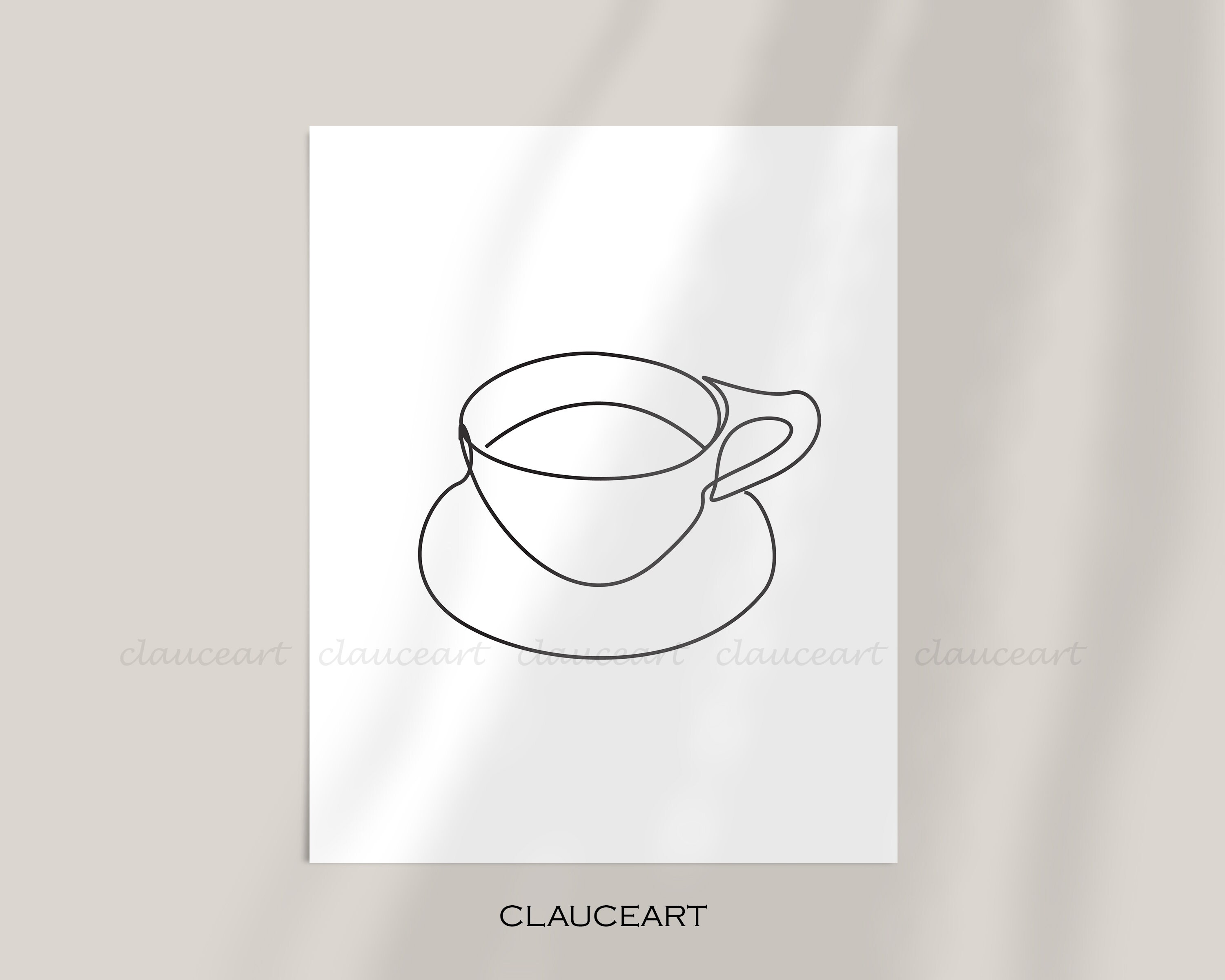 Coffee Line Art, Kitchen Wall Décor, Coffee Line Drawing, One Line Art ...