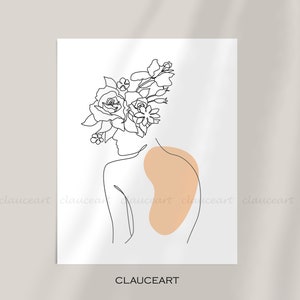 Woman Flower Head Line Art One Line Drawing Female | Etsy