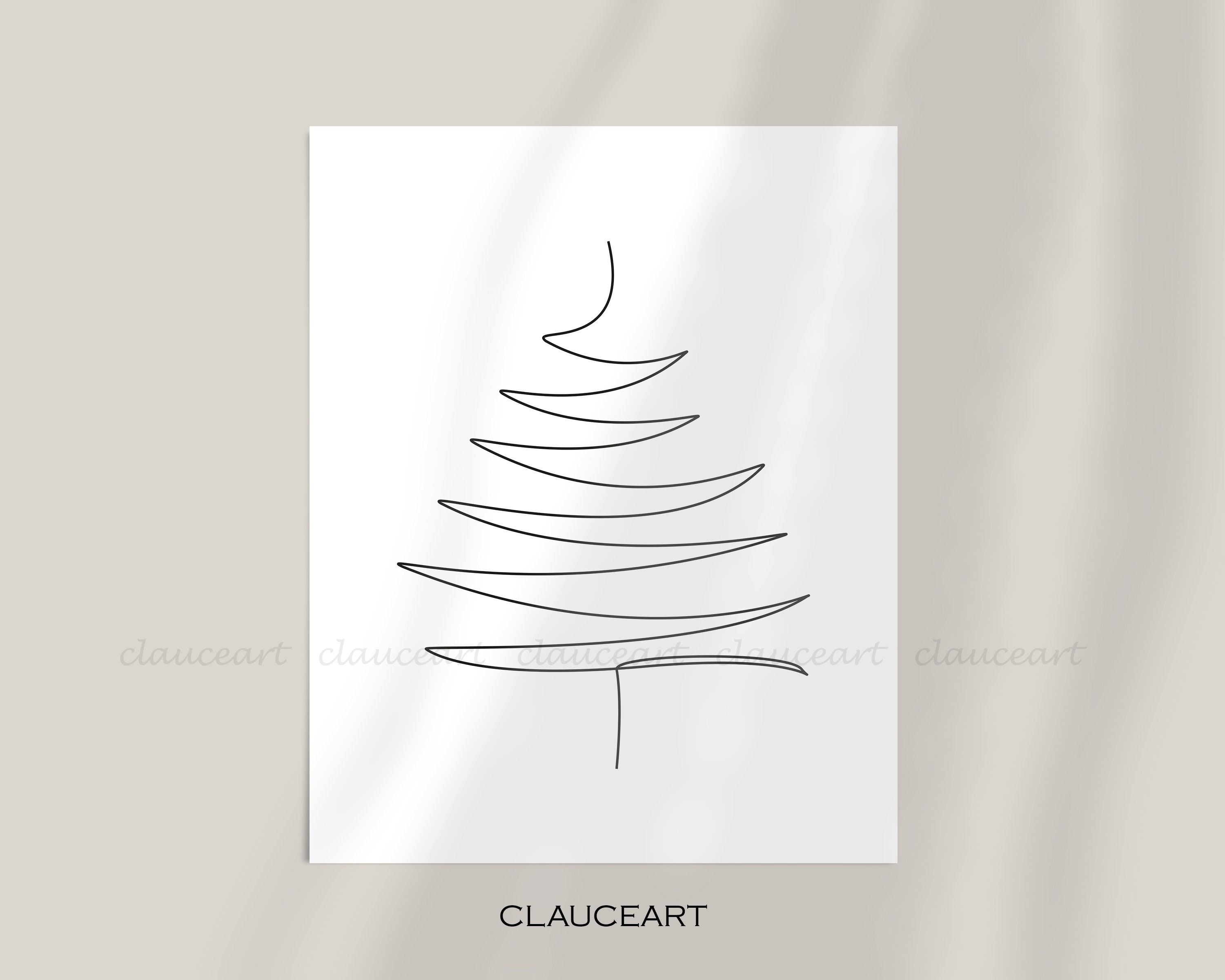 Christmas Tree Line Art, Minimal Christmas Wall Art, One Line Drawing ...