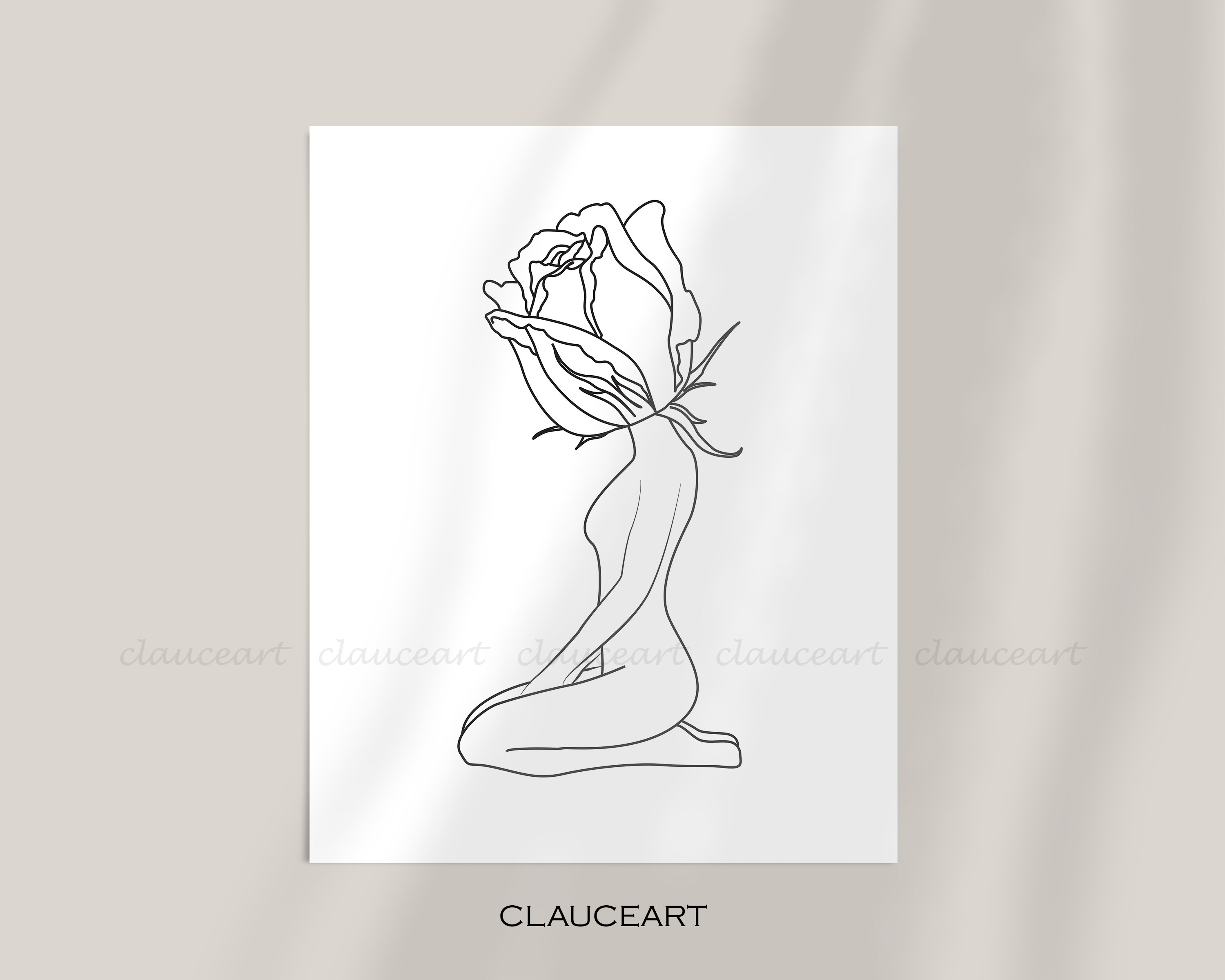Minimalist Woman Flower Wall Art Set of 2 Prints, Line Art Gallery Wall ...