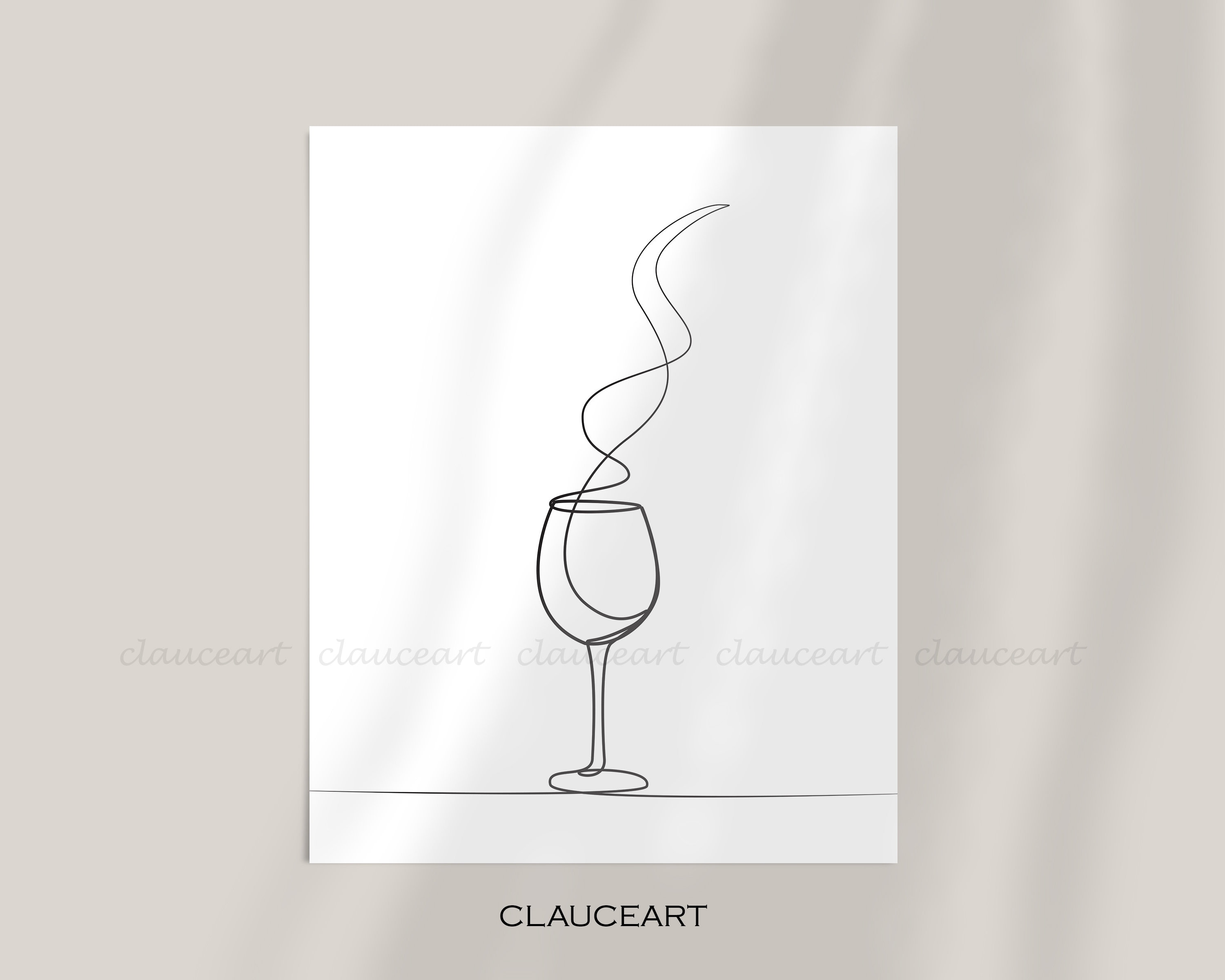 Wine Glass Line Art, Wine Art Print, Minimalist Wine Lover Art ...