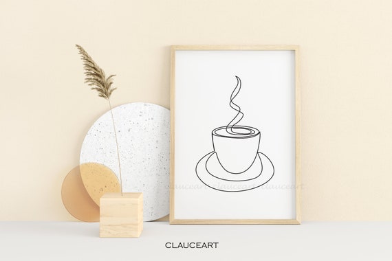 Coffee Line Drawing Coffee Art Print Kitchen Wall Décor | Etsy