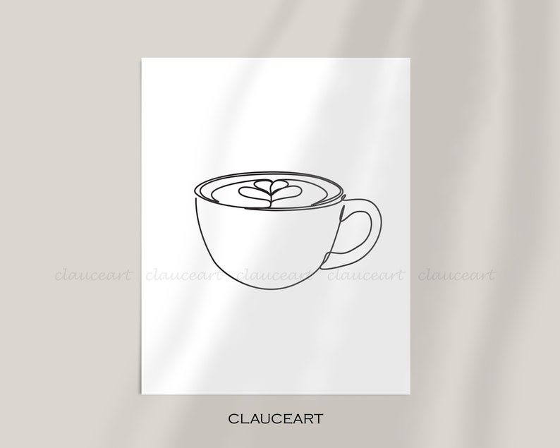 Coffee One Line Art Print, Coffee Line Drawing, Kitchen Wall Décor ...