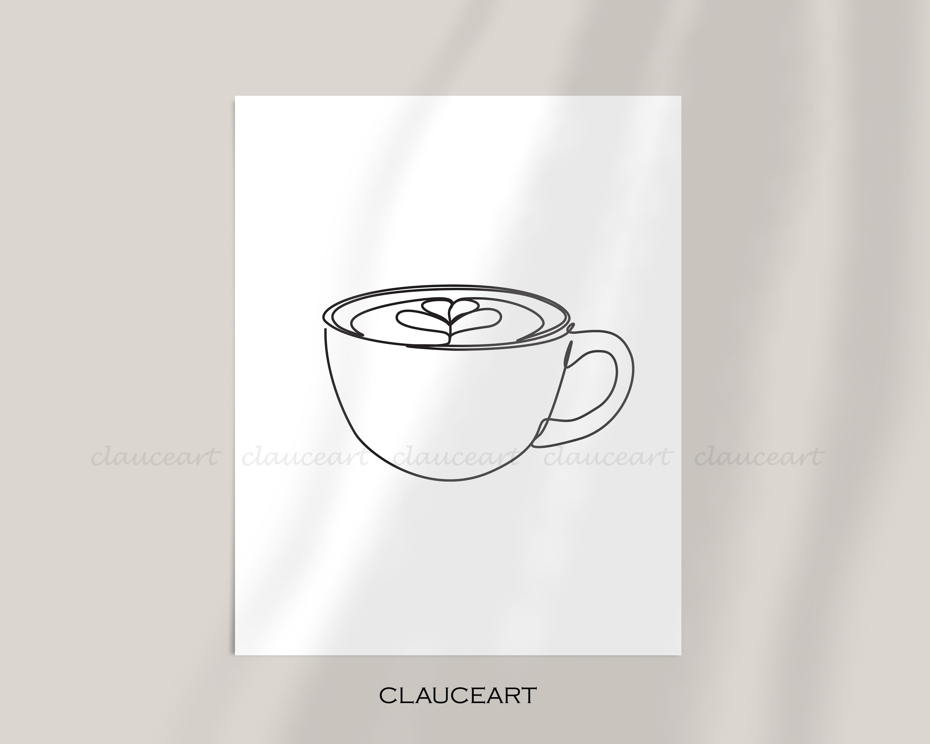 Coffee One Line Art Print, Coffee Line Drawing, Kitchen Wall Décor ...