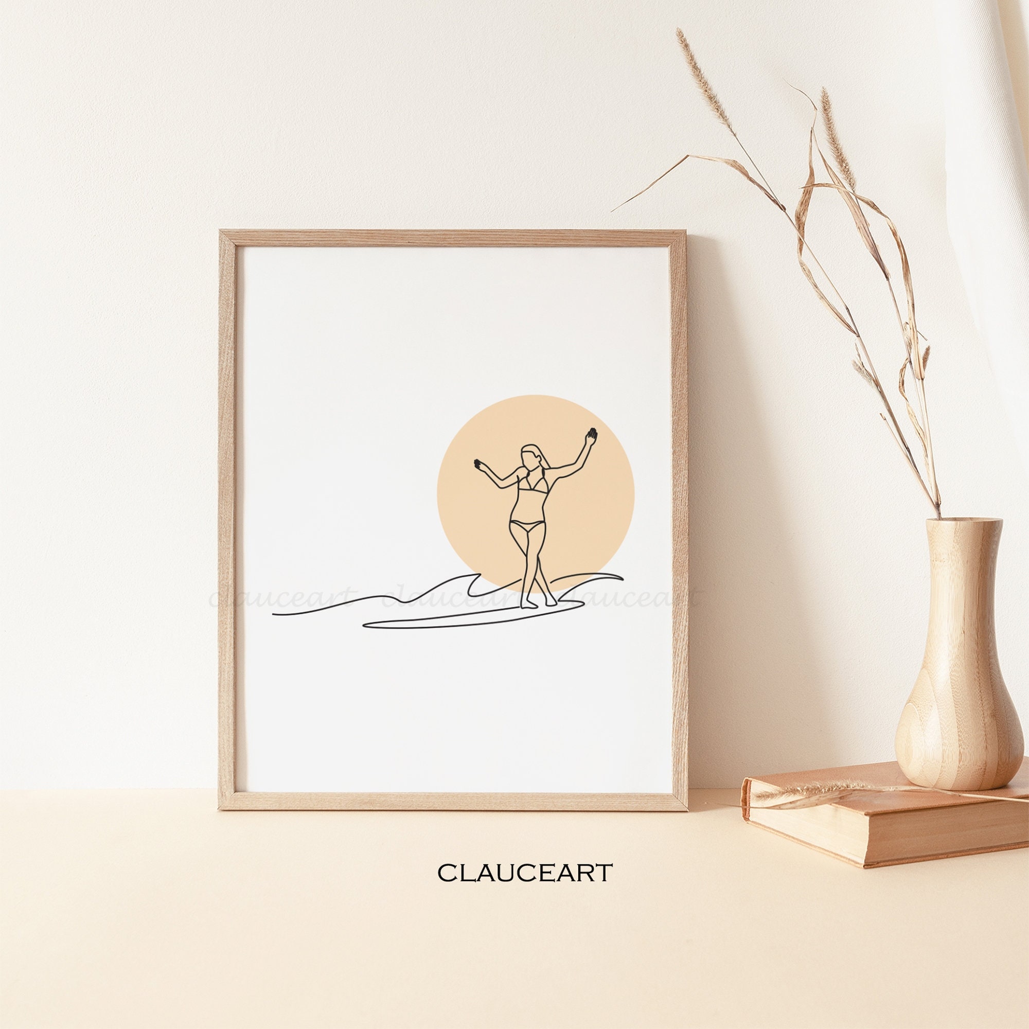 Surfboard Wall Art, Surf Art, Surf Line Drawing, Minimalist Wall Art ...