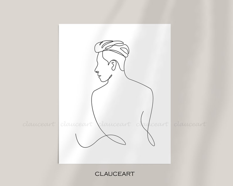 Male Line Art, Man Line Drawing, One Line Art, Minimalist Wall Art, Man ...