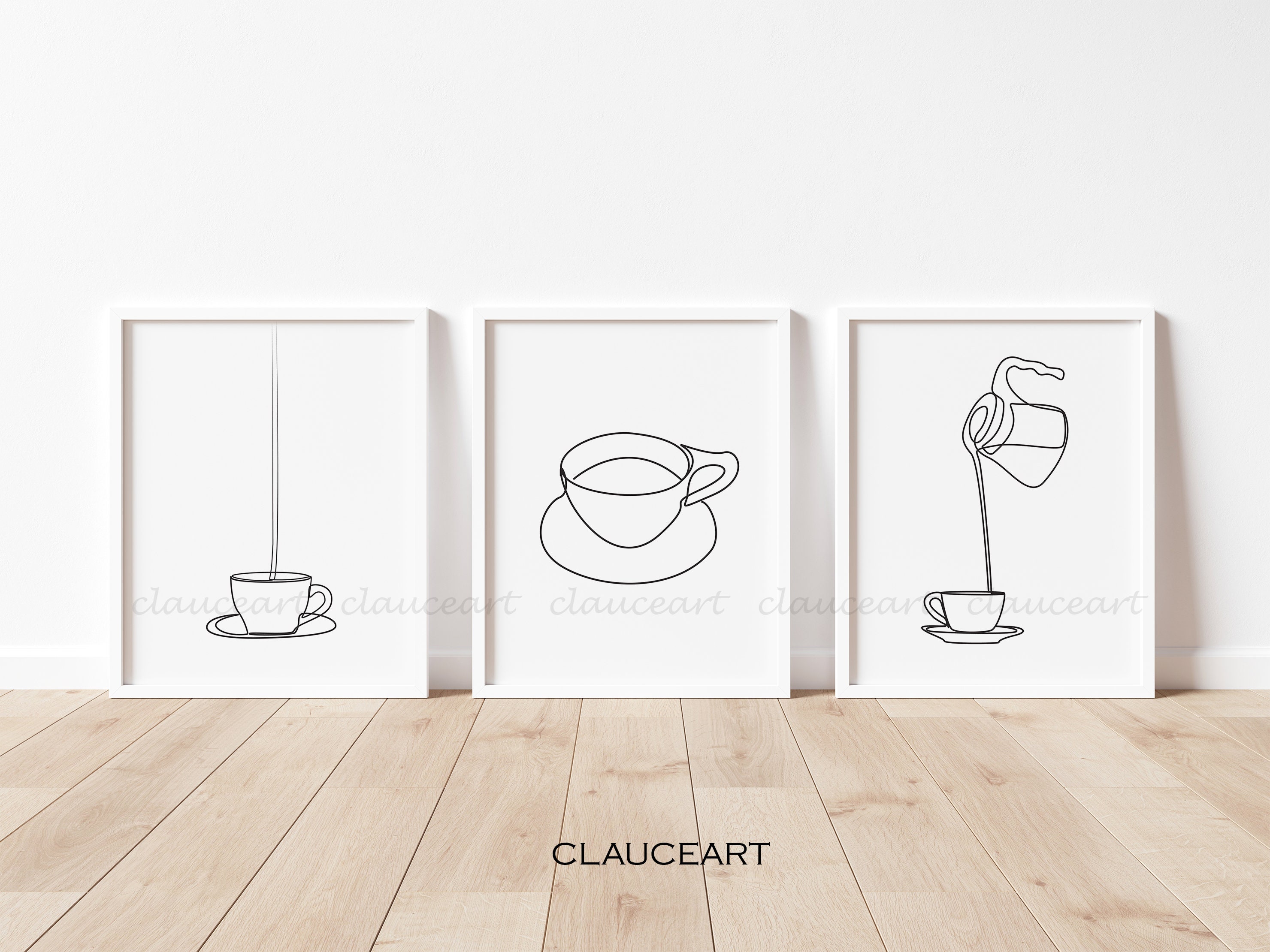Coffee Wall Art Set of 3 Prints, Bundle Print Set, Coffee One Line Art ...