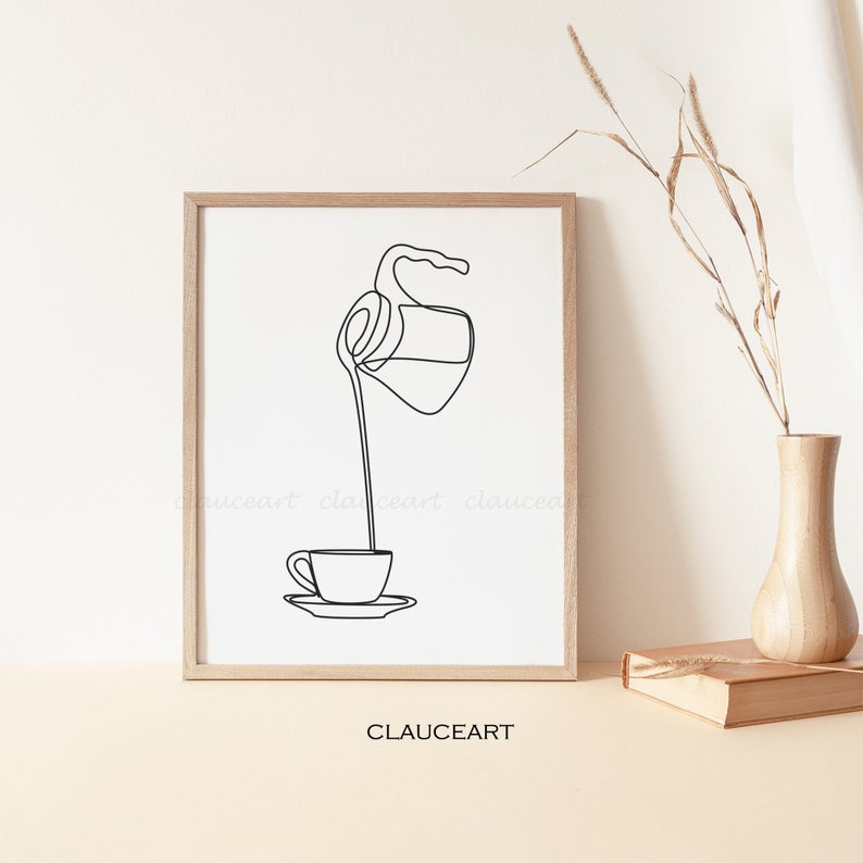 Coffee One Line Art Coffee Line Drawing Minimalist Wall Art - Etsy