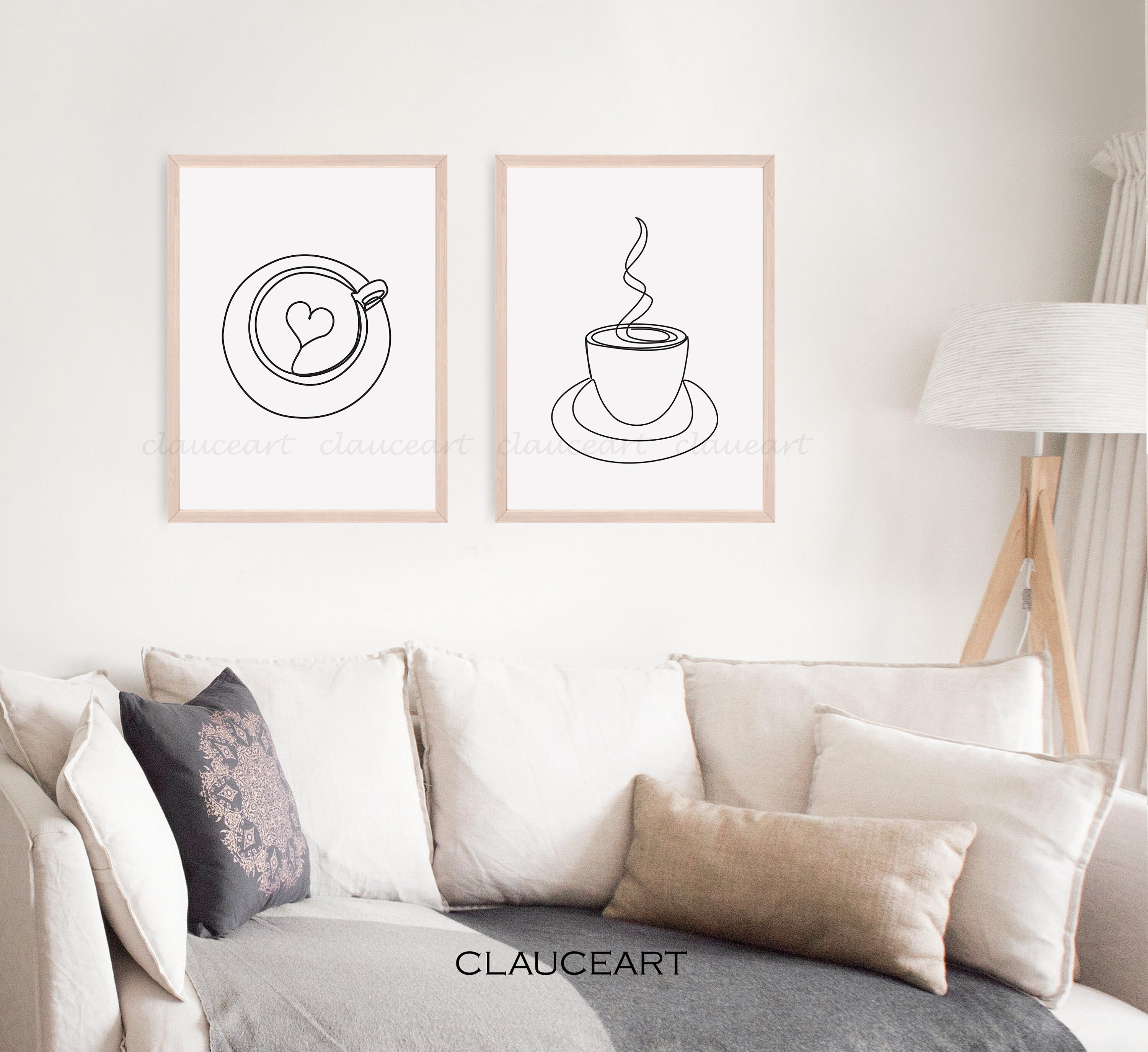 Coffee Line Drawing Coffee Art Print Kitchen Wall Décor | Etsy