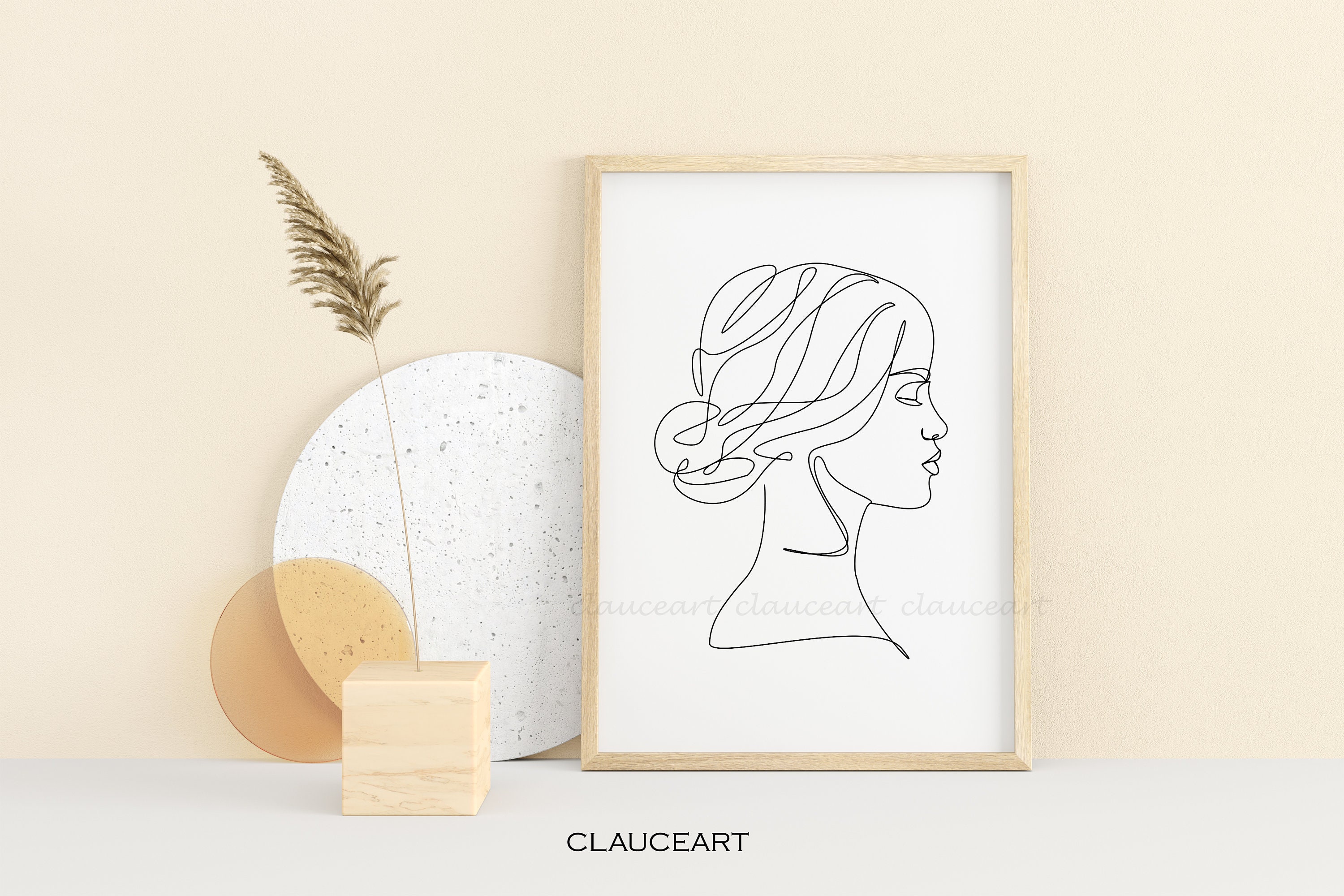 Woman Head Line Art, Woman Portrait With One Line, Line Art Print ...