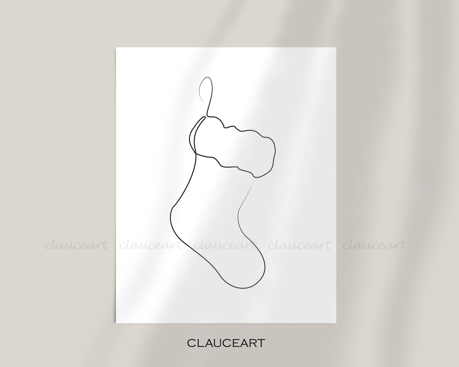 Christmas Stocking Line Art, Minimal Christmas Wall Art, Christmas Wall ...
