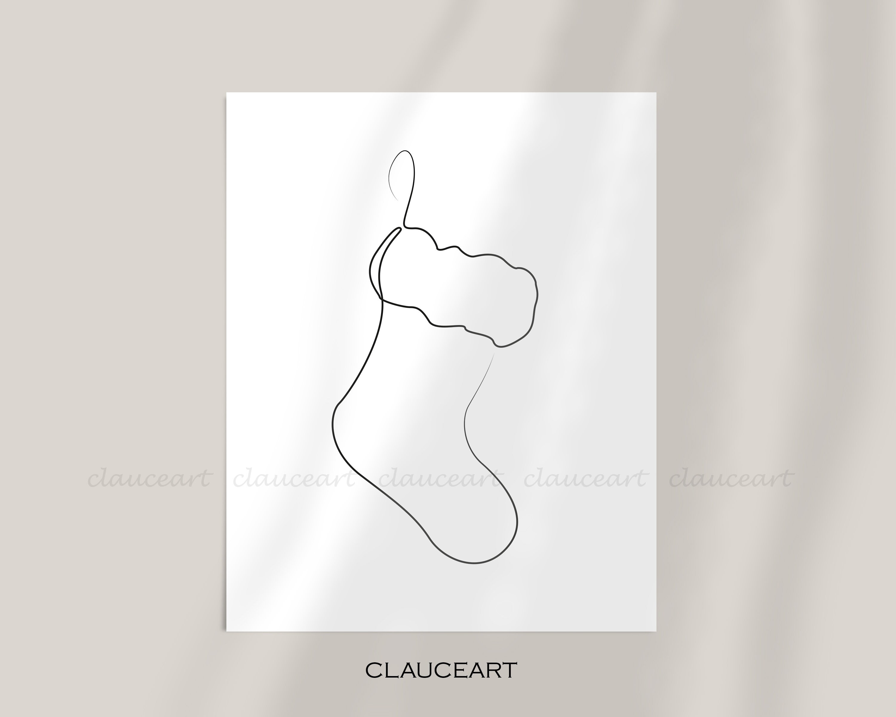 Christmas Stocking Line Art, Minimal Christmas Wall Art, Christmas Wall ...