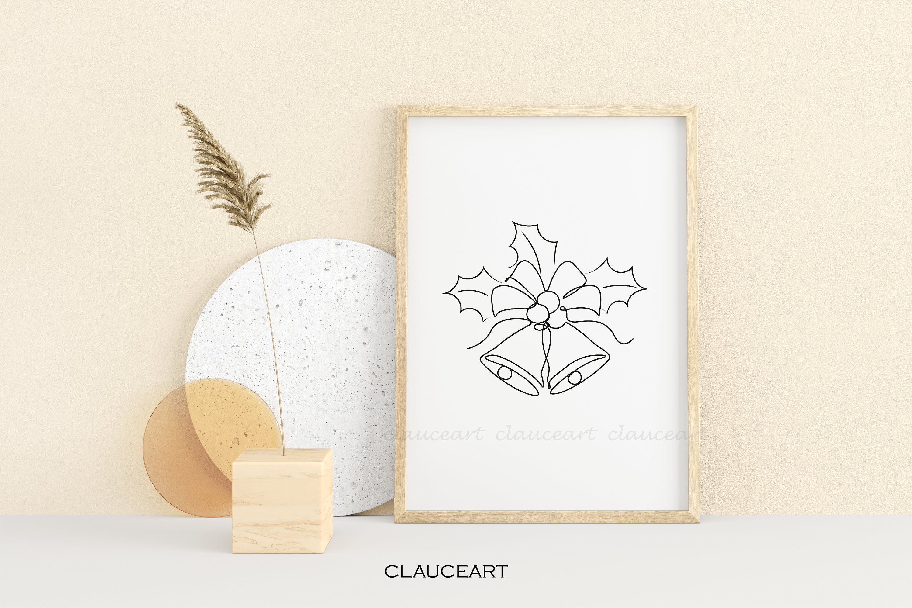 Christmas Bells Line Art, Jingle Bell Christmas Wall Art, Christmas ...