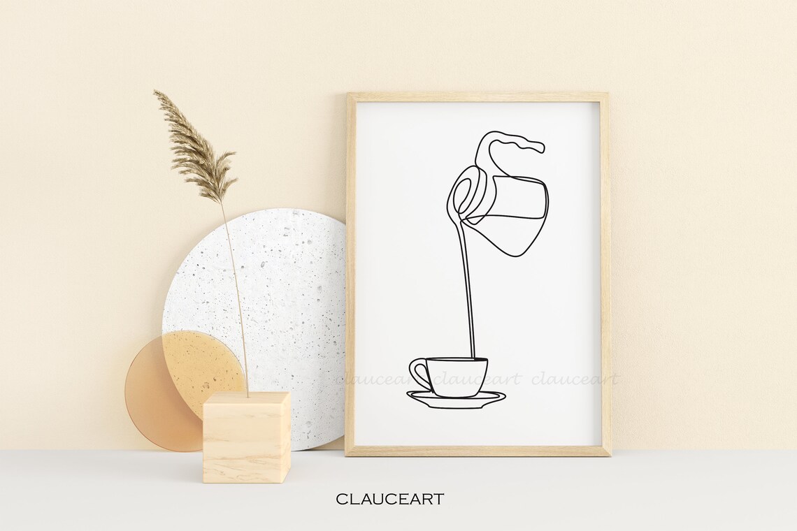 Coffee One Line Art Coffee Line Drawing Minimalist Wall Art - Etsy