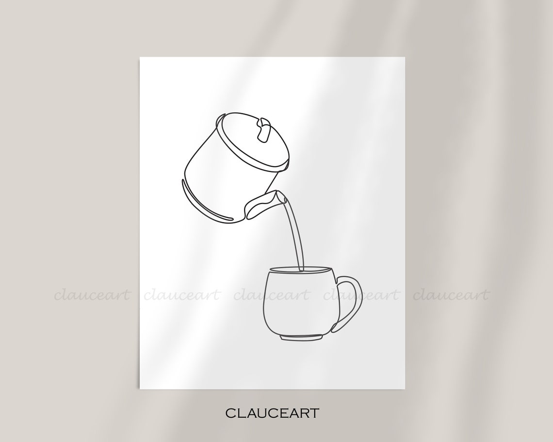 Coffee for You, Coffee Line Art, Minimalist Coffee Art Print, One Line ...