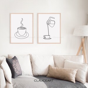 Coffee One Line Art, Coffee Line Drawing, Minimalist Wall Art, Coffee ...