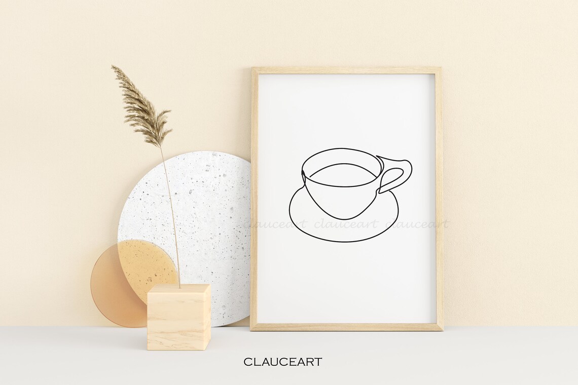 Coffee Line Art, Kitchen Wall Décor, Coffee Line Drawing, One Line Art ...