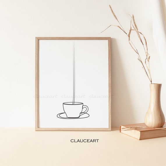 Minimal Coffee Line Art Coffee Print Minimalist Wall Art - Etsy