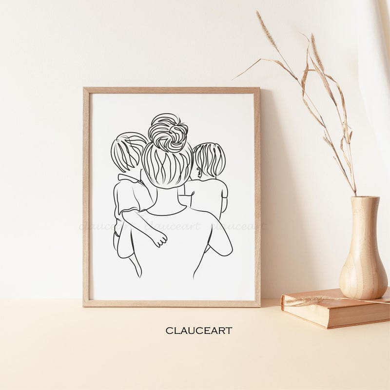 Mother and Son Line Print - Etsy
