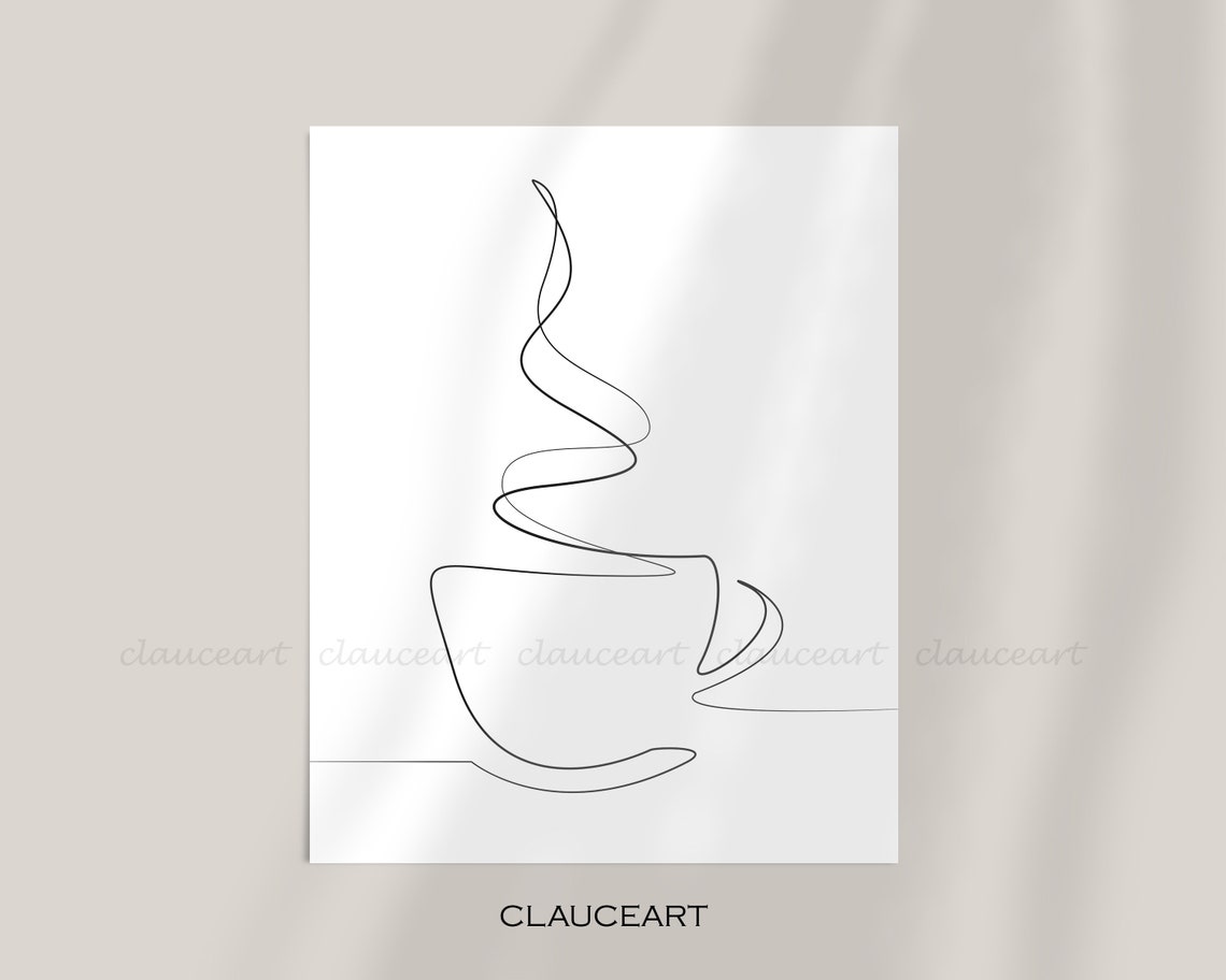 Coffee Line Art Print Kitchen Wall Decor Coffee - Etsy