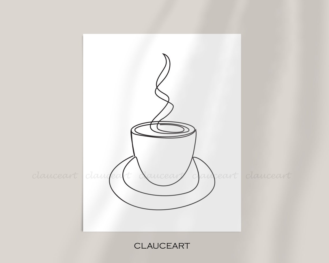 Coffee Line Drawing Coffee Art Print Kitchen Wall Décor | Etsy