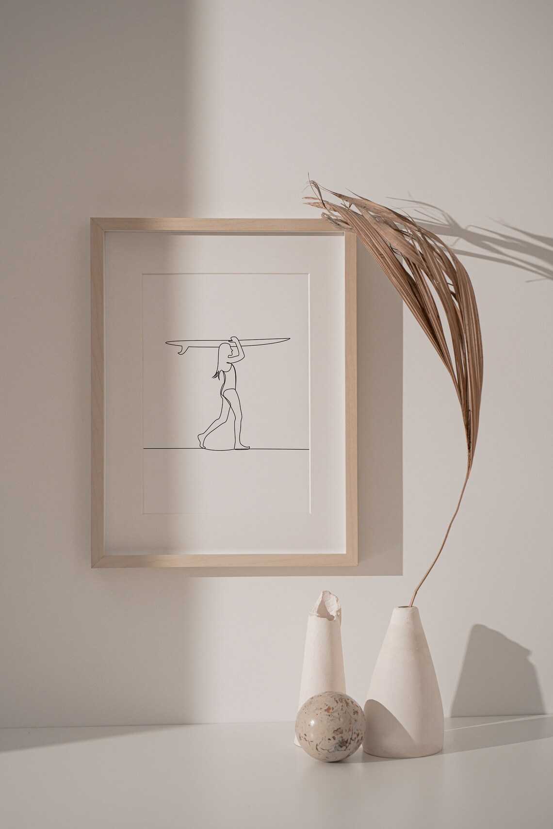 Surf Art, Surf Line Drawing, Minimalist Wall Art, One Line Art Print ...