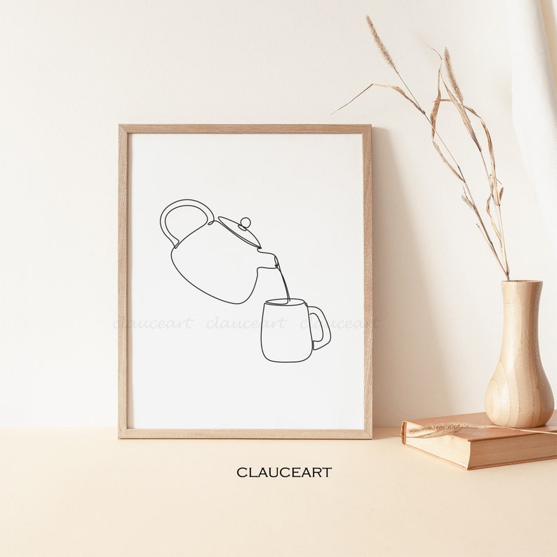 Abstract Coffee Art, Coffee Line Art Print, Minimalist Wall Art, Coffee ...