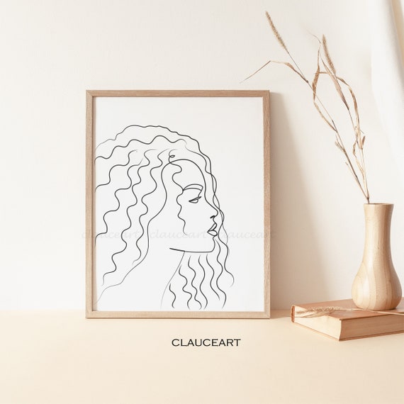 Black Woman Line Art African American Woman Art Minimalist | Etsy