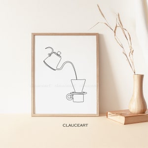 Coffee Art Print, Coffee One Line Art, Coffee Poster, Minimalist Wall ...