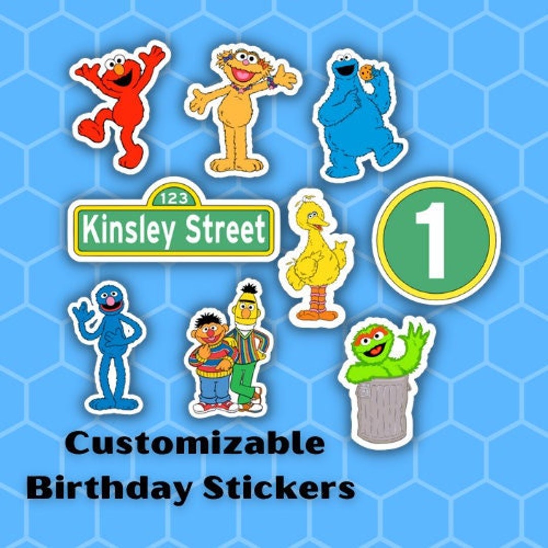 Customizable Sesame Street Birthday Stickers - Etsy