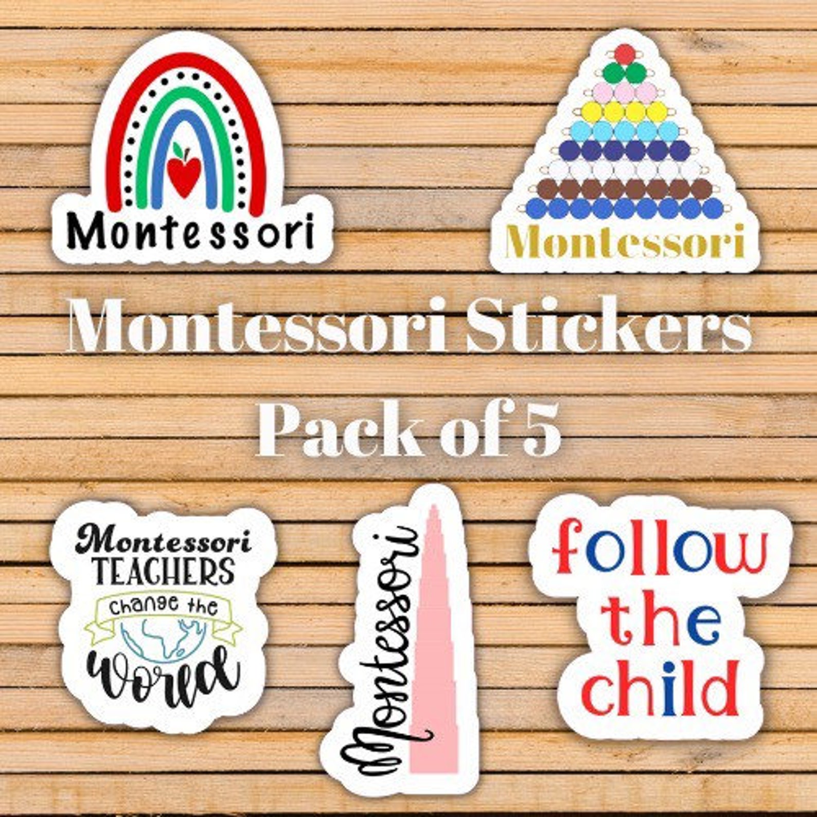Waterproof Montessori Teacher Stickers Pack of 5 / Perfect Gift for ...