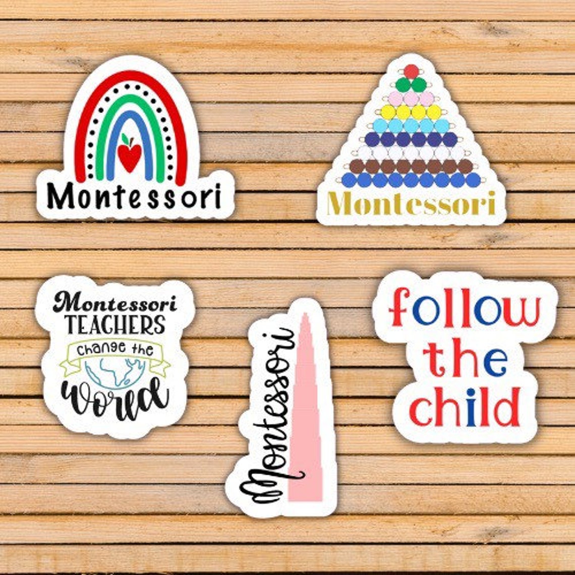 Waterproof Montessori Teacher Stickers Pack of 5 / Perfect Gift for ...