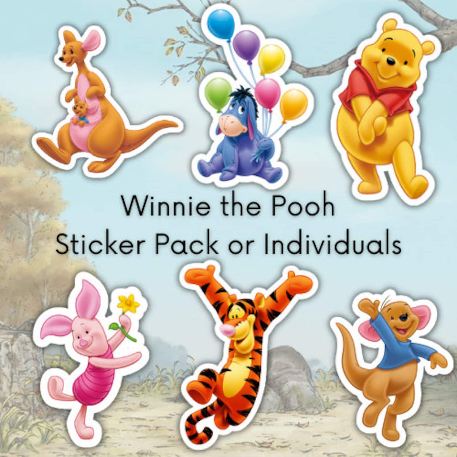 Winnie the Pooh & Friends Sticker Pack / Individual Waterproof - Etsy