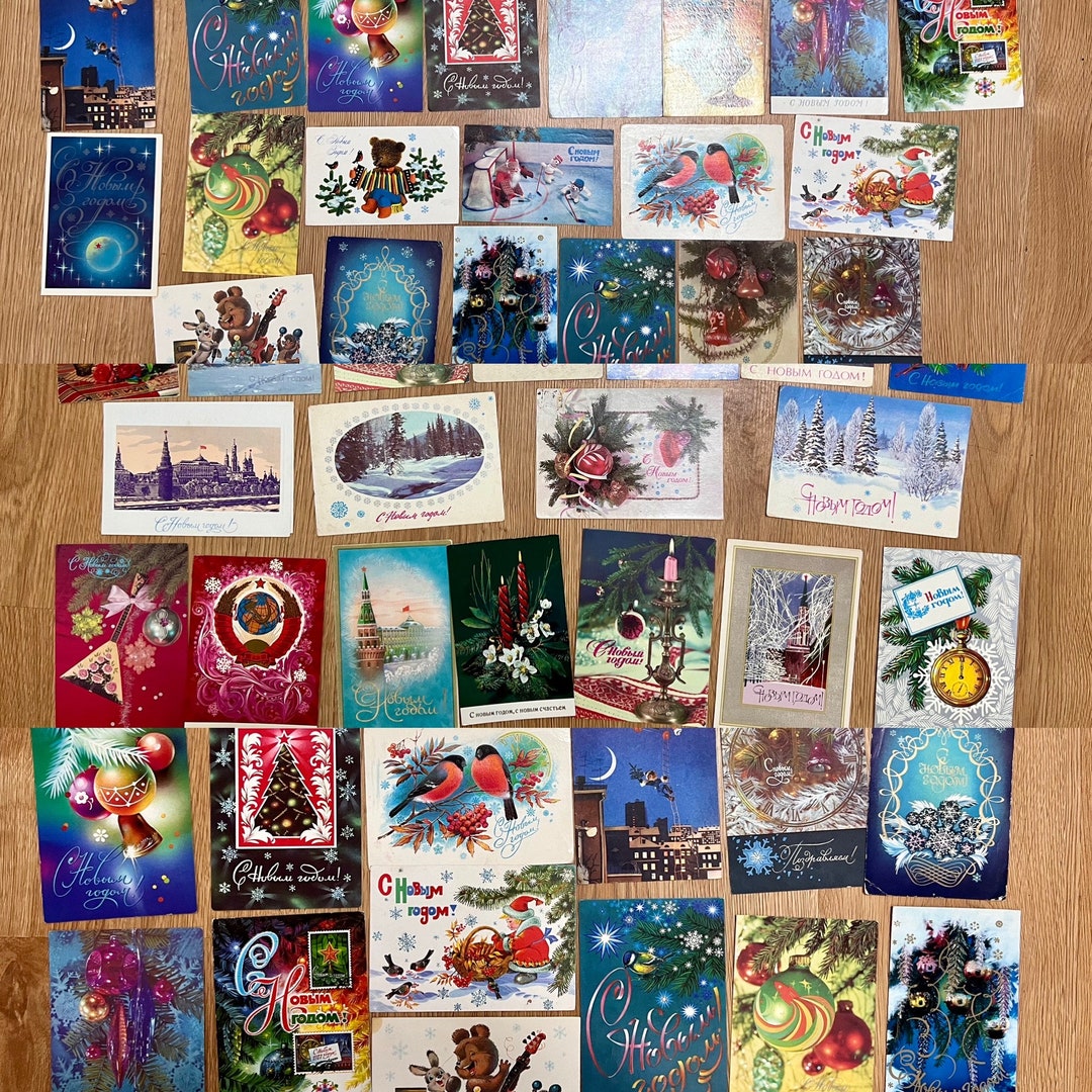New Year Postcards. Set of 20 Vintage Postcards. Different Size ...