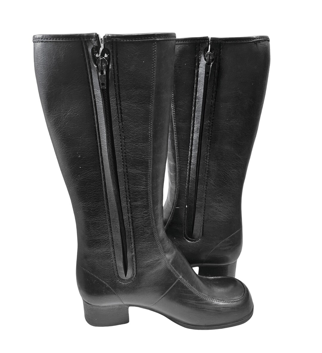 Vintage Derry Boots | 1970s Black Leather Sheepskin-lined Boots UK 6/6 ...