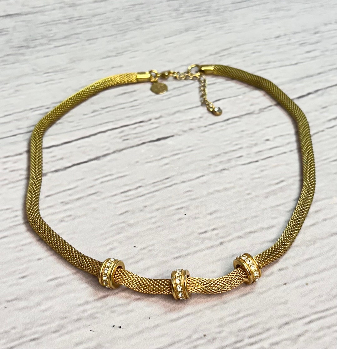 1980s Vintage Gold Rope Diamante Necklace | Vintage Necklace | Costume ...