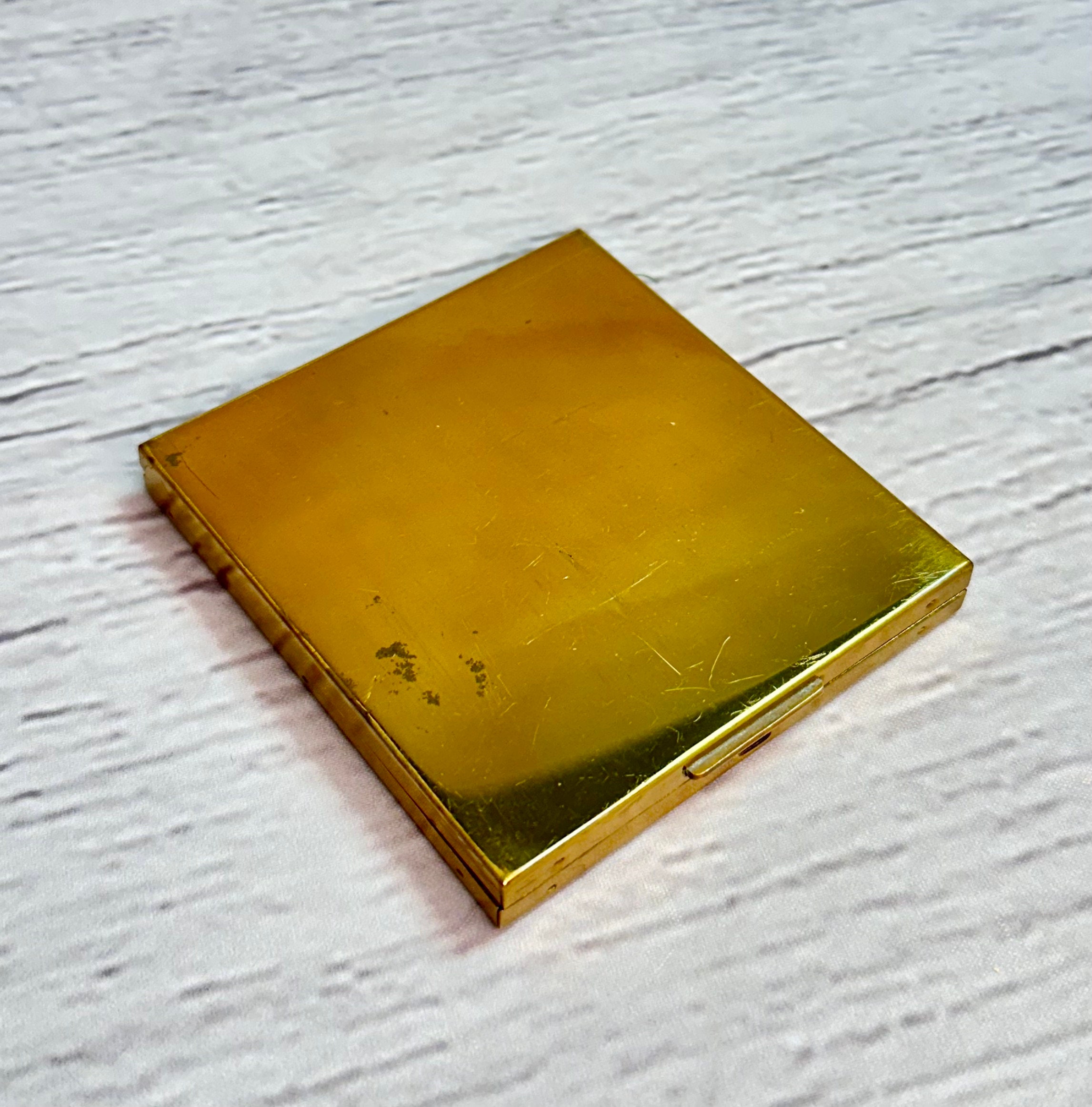 Vintage Brass Square Powder Compact | Vintage Compacts - Etsy