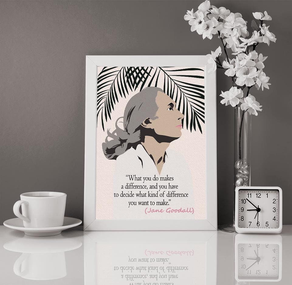 Jane Goodall Quote Poster Art Print Makes a Difference | Etsy