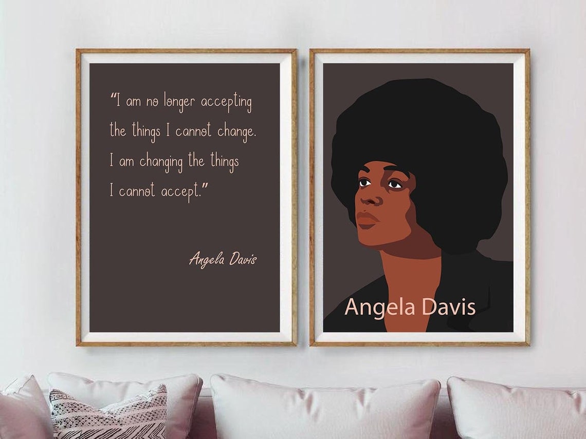 Angela Davis Poster Print Quote Set of 2 Feminism print Black | Etsy