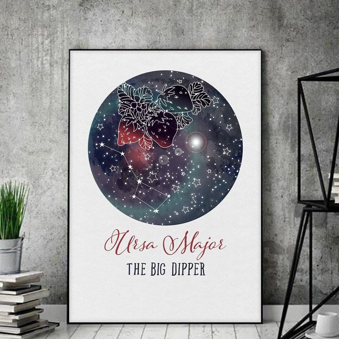Big Dipper Ursa Major, Strawberry Moon Constellation Art Astronomy ...
